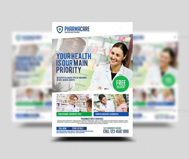 Pharmacy Company Flyer, Print Templates | GraphicRiver