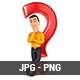 3D Man Leaning Back Against Question Mark, Graphics | GraphicRiver