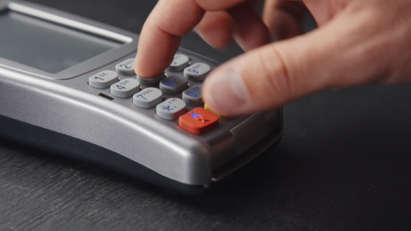Person Pushing the Button on Pos Terminal, Stock Footage | VideoHive