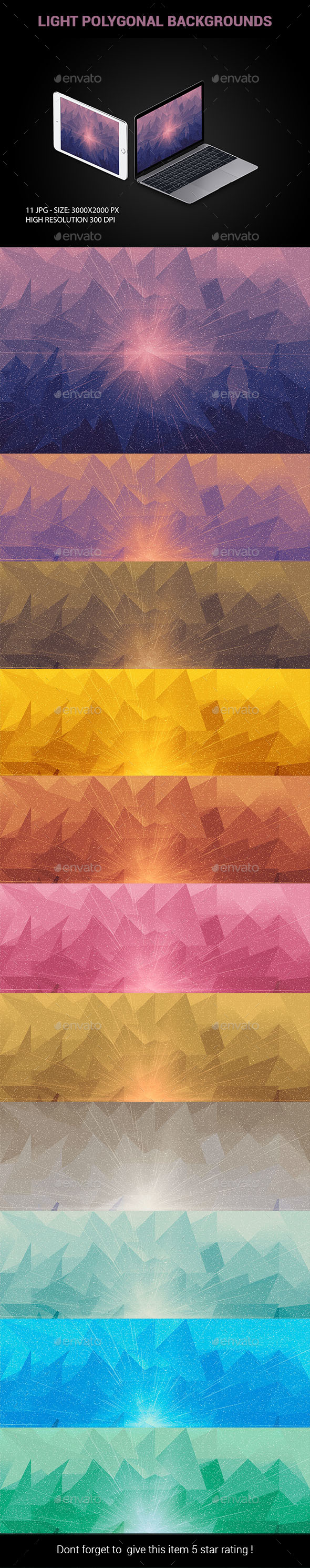 11 Light Polygonal Backgrounds, Graphics | GraphicRiver