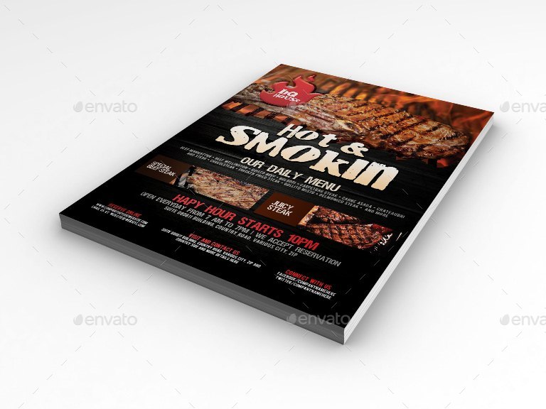 Steakhouse Grill Restaurant Flyer, Print Templates | GraphicRiver