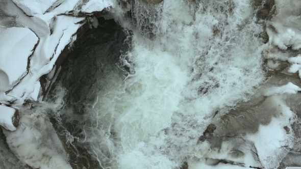 Winter Waterfall Water Flow Under Ice Flowing Water Under Ice, Stock ...