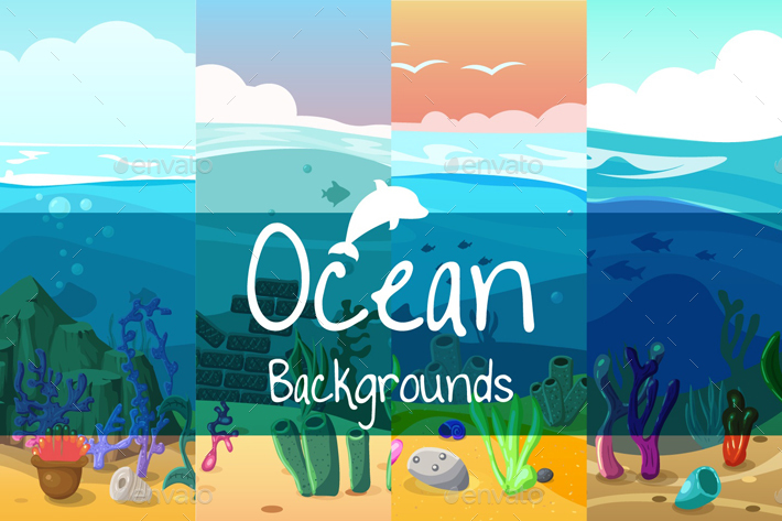 Parallax Ocean 2D Backgrounds, Game Assets | GraphicRiver