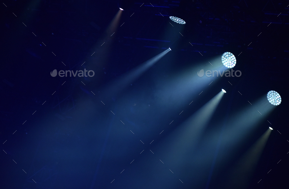 Blue stage lights, light show at concert Stock Photo by salajean ...