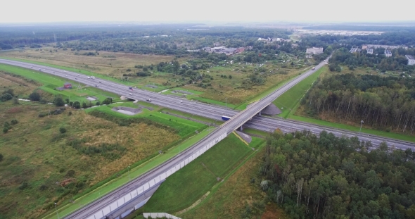 Road Junction on the Background of a Country, Stock Footage | VideoHive