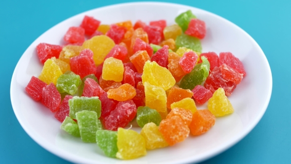 Candied Fruit Mix Rotates on Plate, Stock Footage | VideoHive