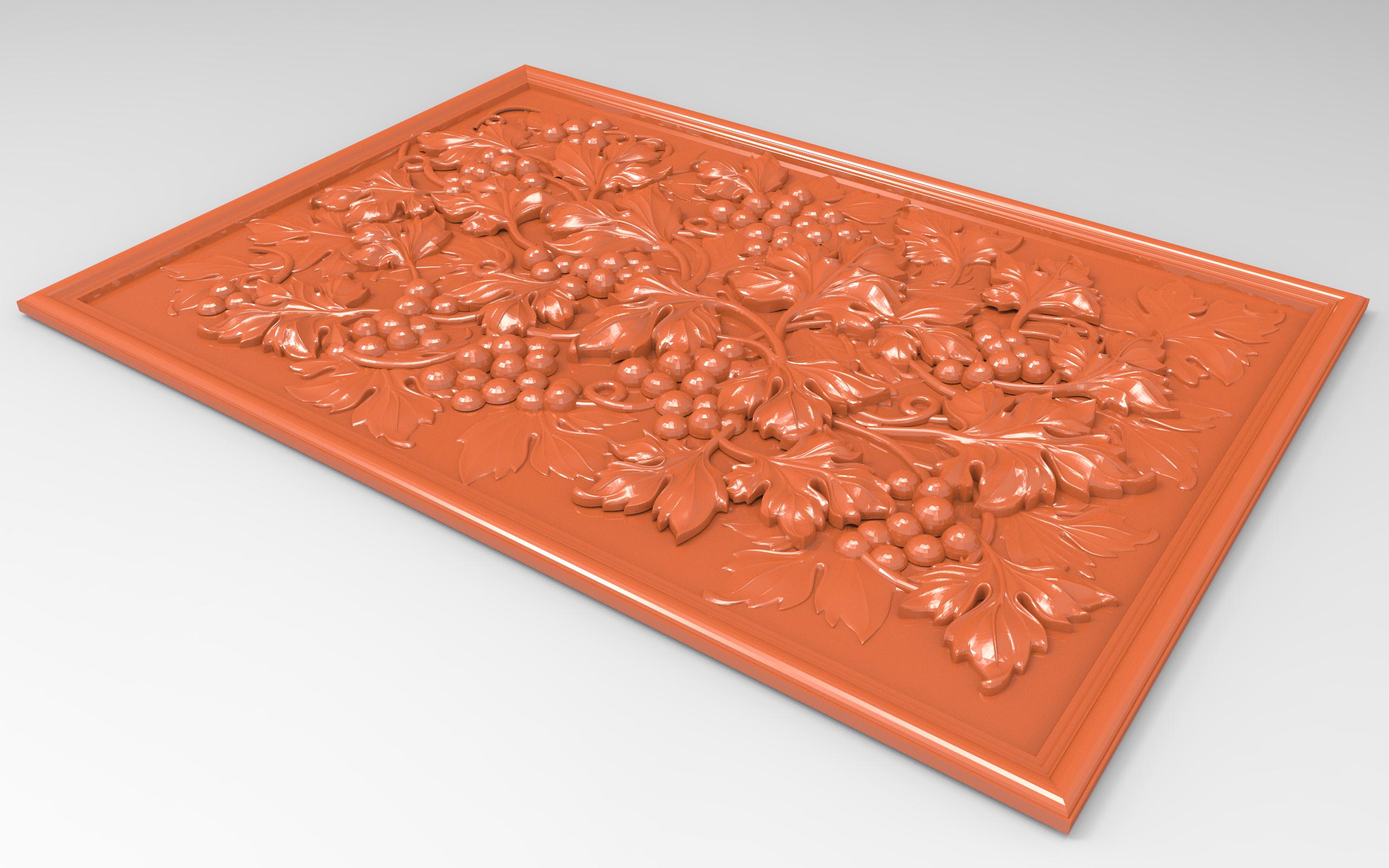 Grape with leaves bas relief for CNC by moshchan | 3DOcean