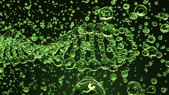 Destruction of Green Transparent DNA Molecule Model, Motion Graphics
