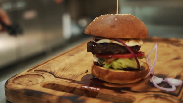 View of Assembling a Beef Hamburger, Stock Footage | VideoHive
