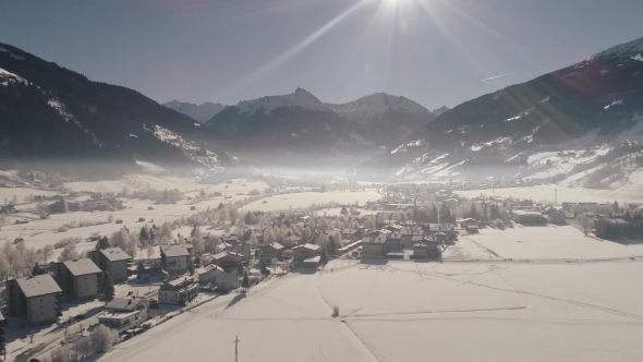 Snow-covered Village in the Mountains, Stock Footage | VideoHive