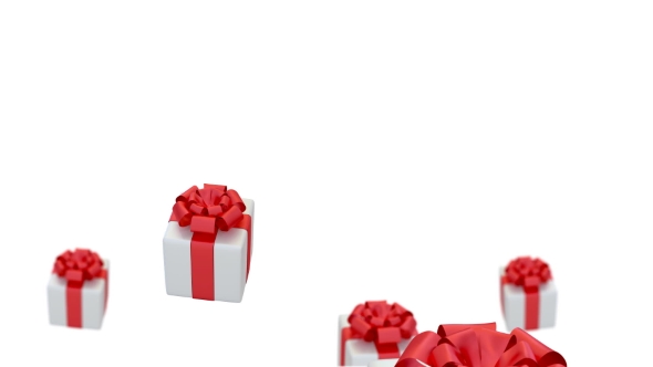 Christmas Gift Dropping and Bouncing on White Background in, Motion ...