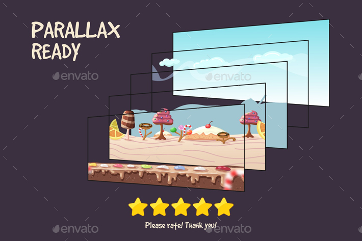 Parallax Candy 2D Backgrounds, Game Assets | GraphicRiver