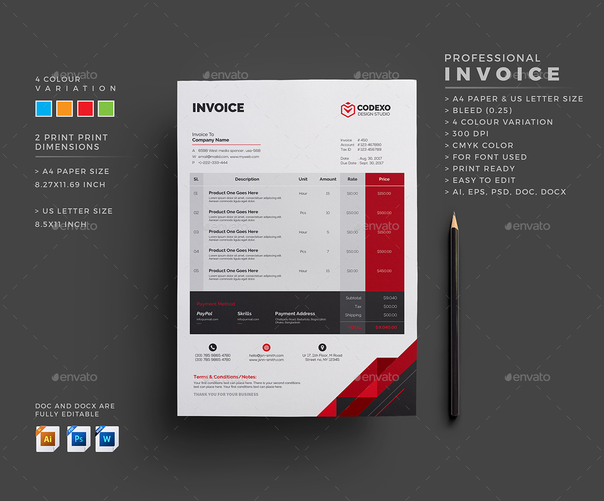Invoice Bundle 3 in 1, Print Templates | GraphicRiver