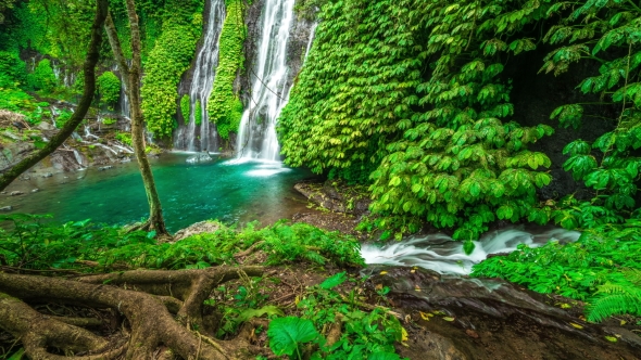 Majestic Waterfall Banyumala in the Rainforest in Bali, Indonesia ...