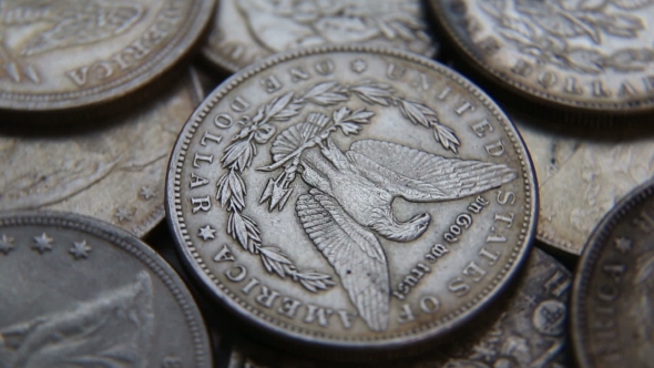 Collection of Old Coins Dollars, Stock Footage | VideoHive