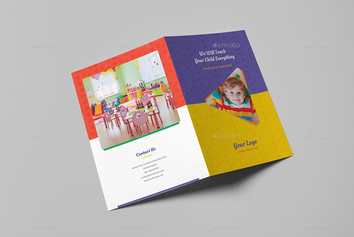 Brochure – Kindergarten Bi-Fold, Print Templates | GraphicRiver