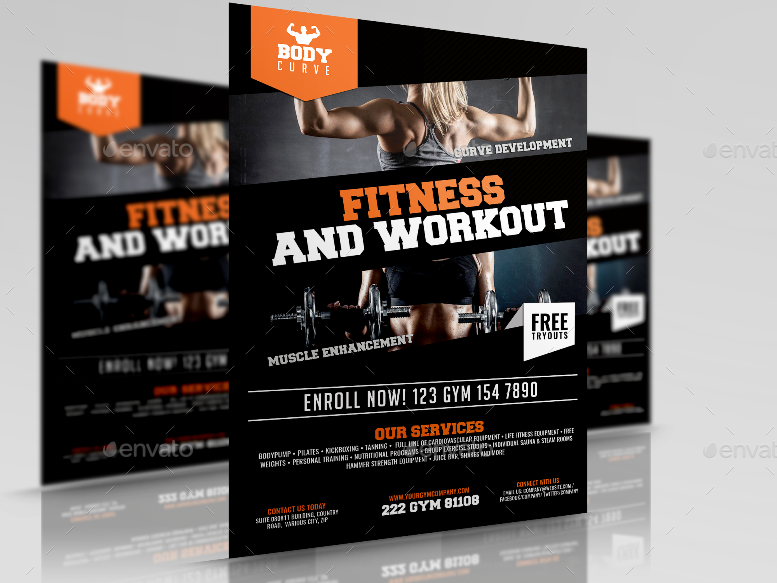 Fitness and Workout Flyer, Print Templates | GraphicRiver