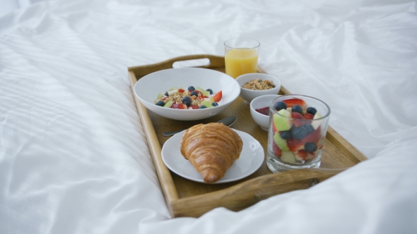 Served Breakfast on Bed, Stock Footage | VideoHive