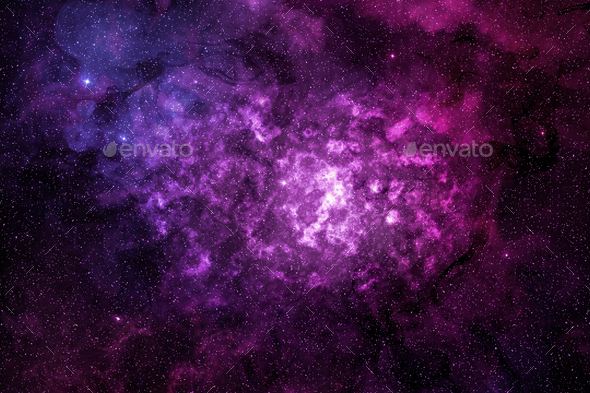 purple nebula and glowing cosmic dust in outer space Stock Photo by ...
