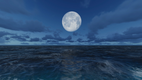 Night Sea With Moon, Motion Graphics | VideoHive