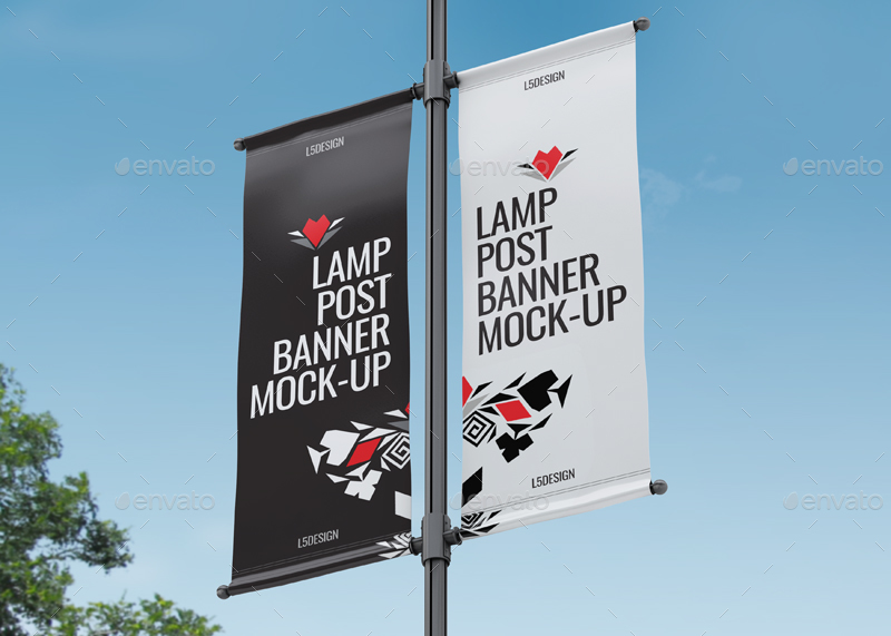 Lamp Post Banner Mock-Up, Graphics | GraphicRiver