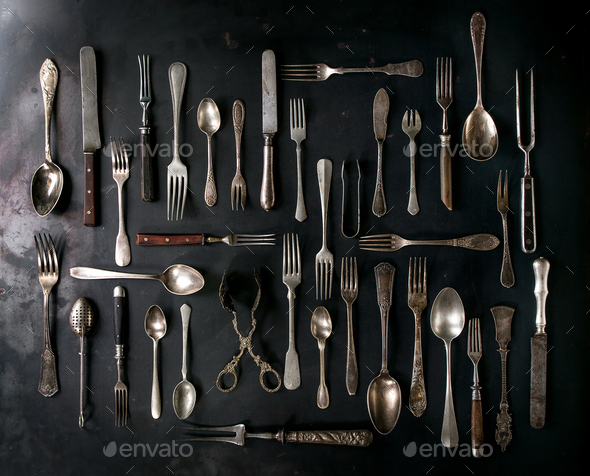 Set of vintage cutlery Stock Photo by NatashaBreen | PhotoDune