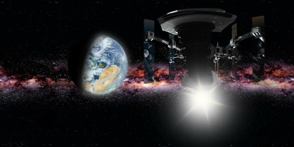 Astronaut and International Space Station Orbiting Earth in Virtual ...