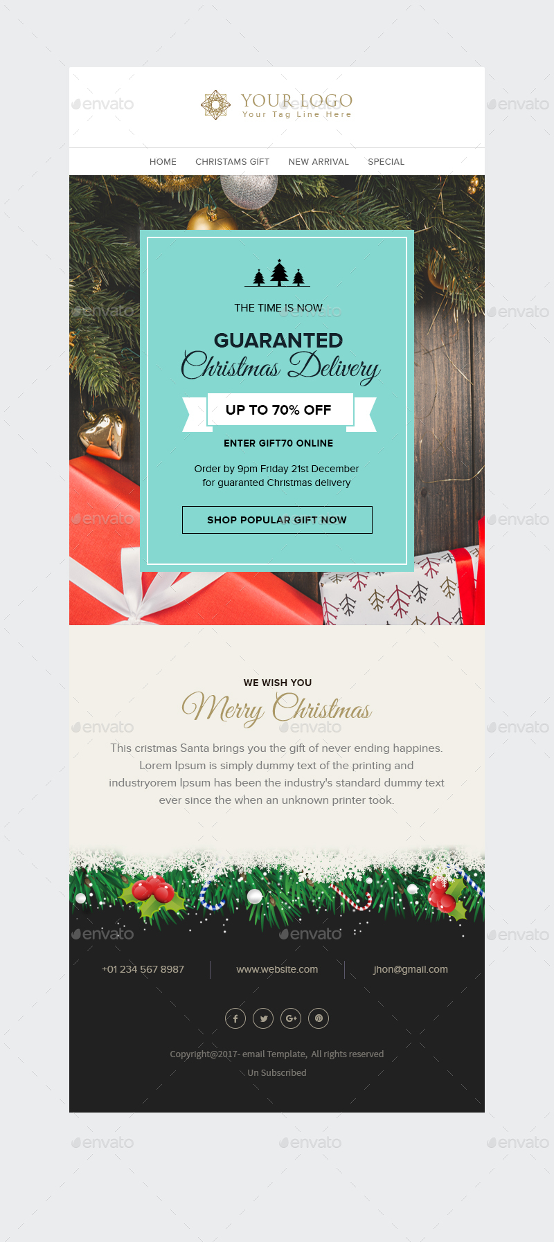 X-mas Delivery - Christmas Delivery Offer Email Template PSD, Web Elements