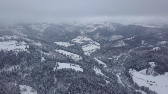 Misty Valley of Mountains in Snow, Stock Footage | VideoHive