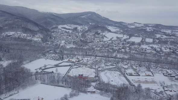 Aerial View of Snowy Valley, Stock Footage | VideoHive
