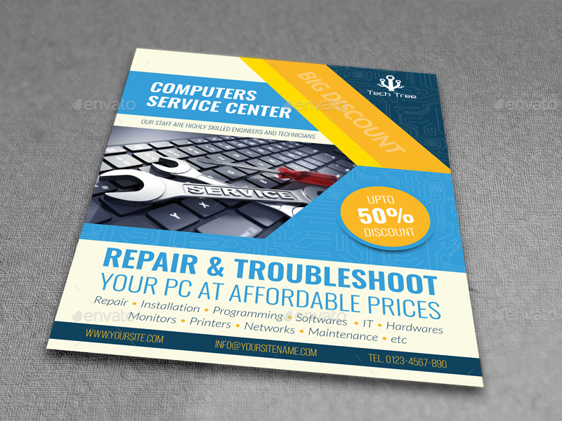 Computer Services Flyer Template, Print Templates | GraphicRiver