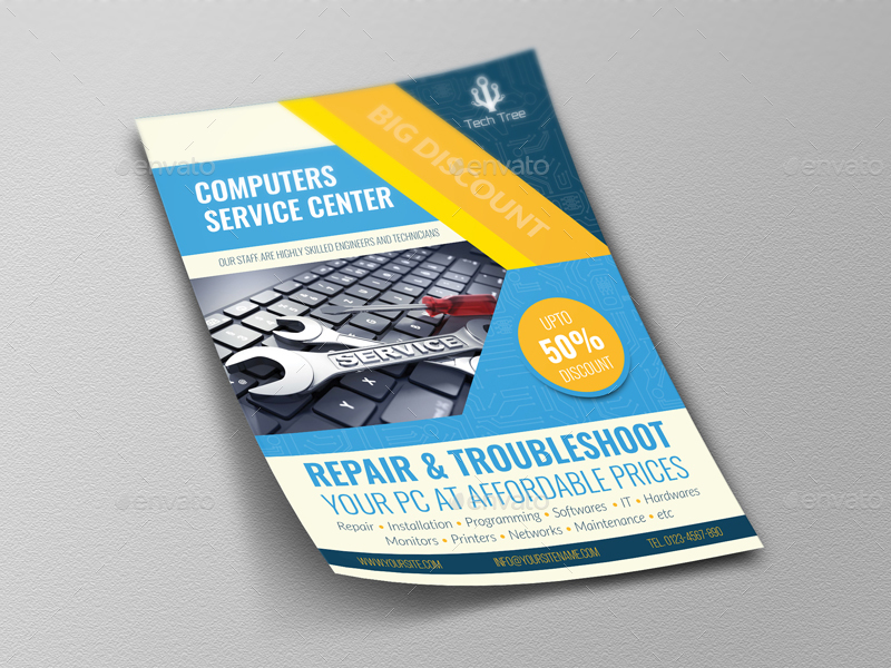 Computer Services Flyer Template, Print Templates | GraphicRiver