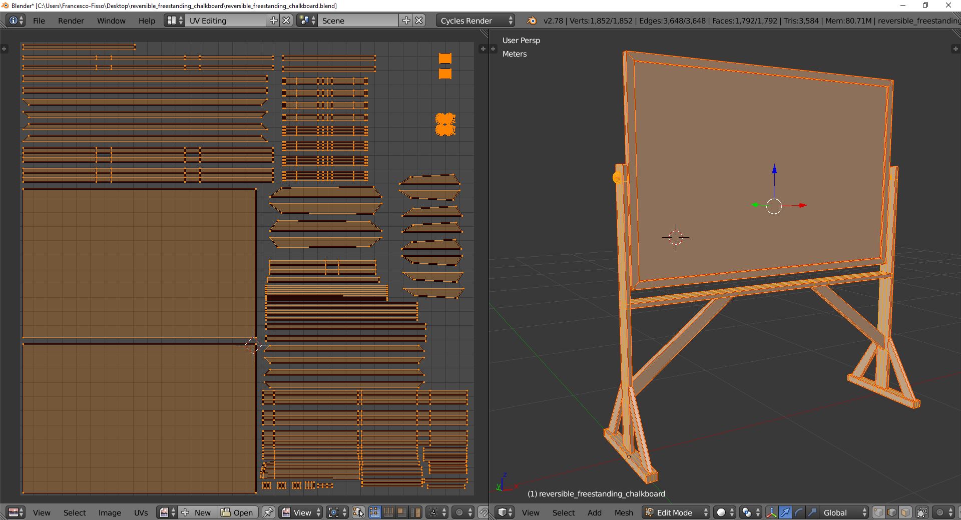 Reversible Freestanding Chalkboard by FrancescoMilanese85 | 3DOcean