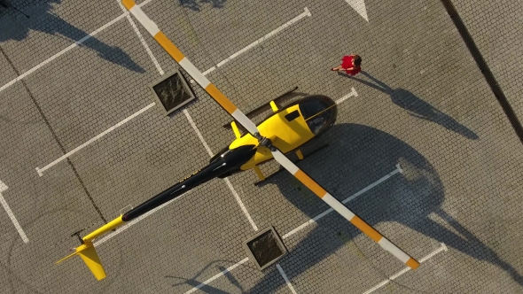 Girl in a Red Dress Sits in a Helicopter, Stock Footage | VideoHive