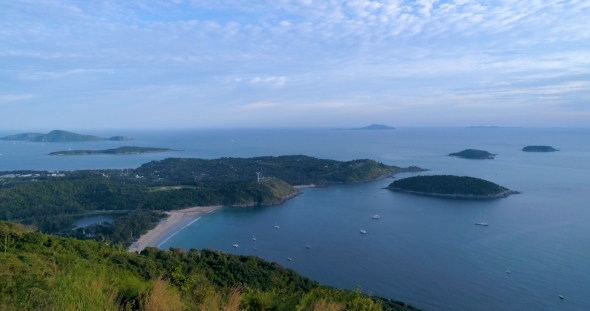 View From the Edge Overlooking the Sea, Islands and Ships in the Bay ...