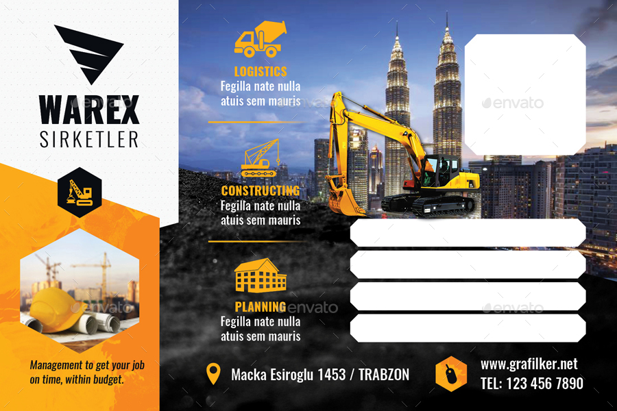 Construction Postcard Templates, Print Templates | GraphicRiver