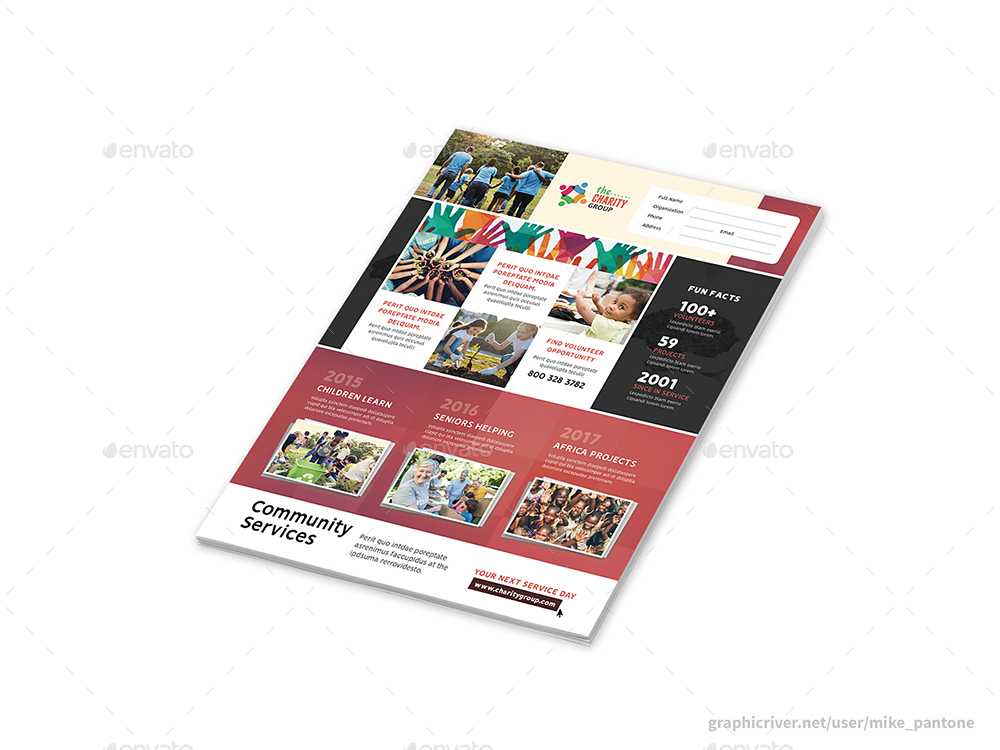 Community Service Flyers 2 – 4 Options, Print Templates | GraphicRiver
