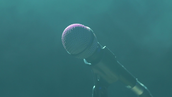 Microphone on Stage in Smoke, Stock Footage | VideoHive