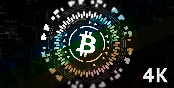 Bitcoin Sign in Center of Rotating Interface 5 in 1 Pack, Motion Graphics