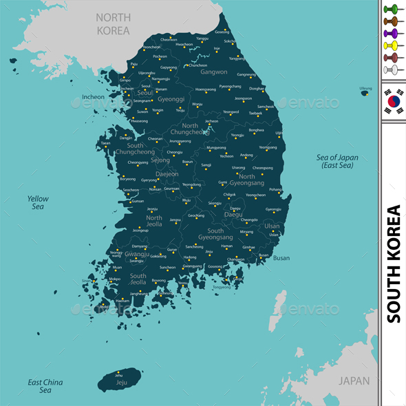 Map of South Korea by sateda2012 | GraphicRiver
