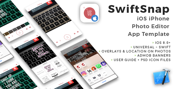 SwiftSnap - iOS iPhone Overlays on Photos App Template (Swift) by cubycode