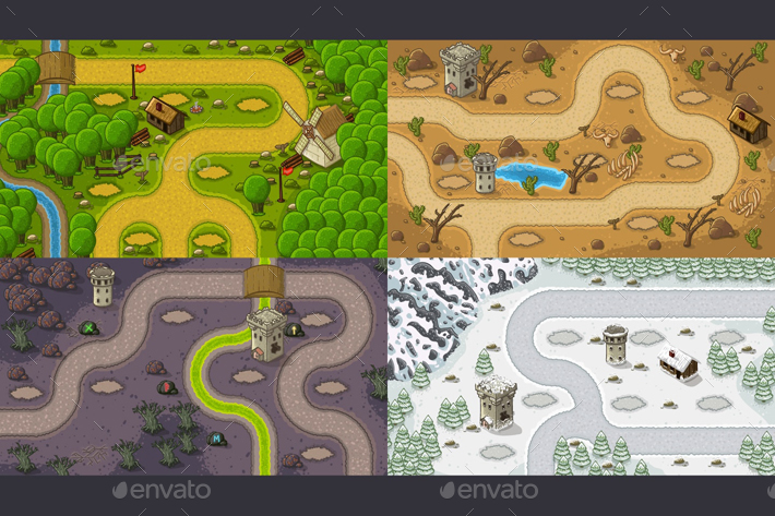 Tower Defense Tile Sets, Game Assets | GraphicRiver