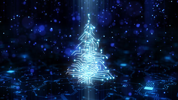 Technology Circuit Christmas Tree, Motion Graphics | VideoHive