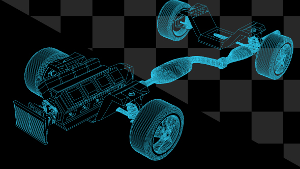 Car Assembling From Parts Wireframe, Motion Graphics | VideoHive