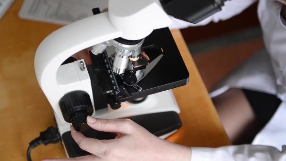 Shot of a Microscope at Laboratory, Stock Footage | VideoHive