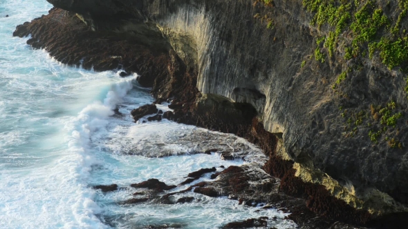 Waves Hitting Rocks on a Tropical Beach Forming a Splash Shape, Stock ...