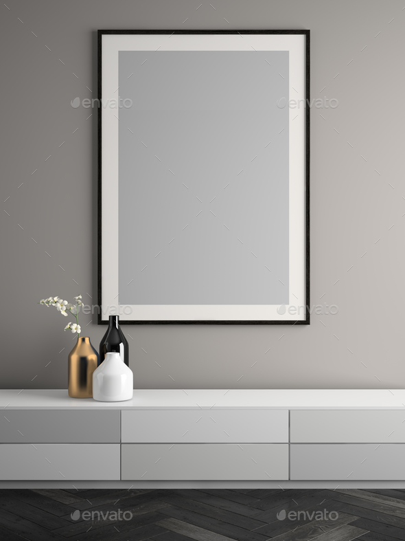 Interior modern design room 3D illustration Stock Photo by hemul75