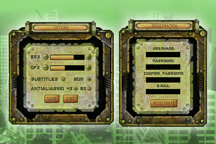 Post-Apocalyptic Game UI, Game Assets | GraphicRiver