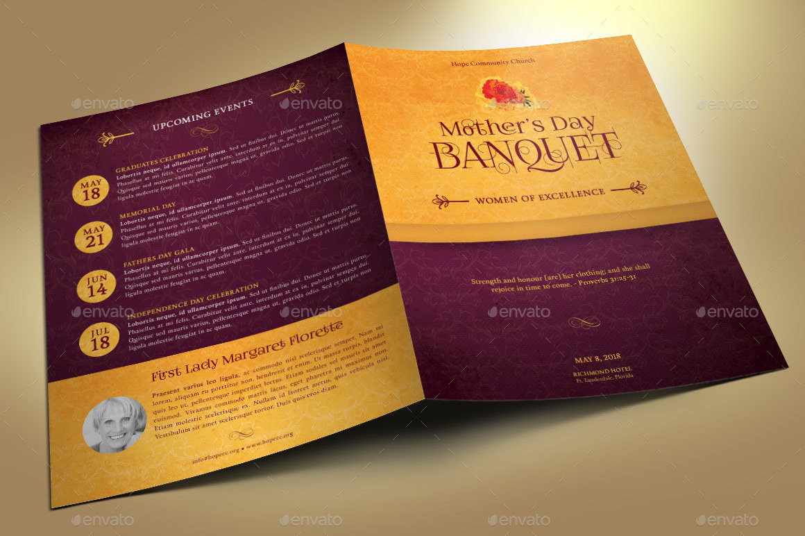 Mothers Day Gala Program Photoshop Template, Print Templates | GraphicRiver