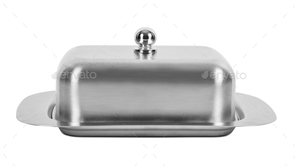 Metal butter container on white background Stock Photo by mkos83 ...